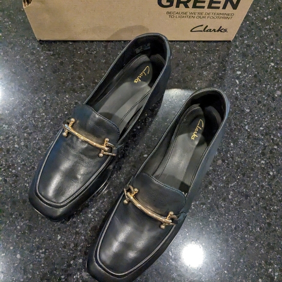 Clarks | Shoes | Clarks Womens Pure Block Black Leather Shoe With ...